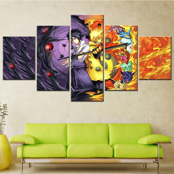 Naruto - 5 Pieces Wall Art - Uzumaki Naruto - Uchiha Sasuke 5 - Printe